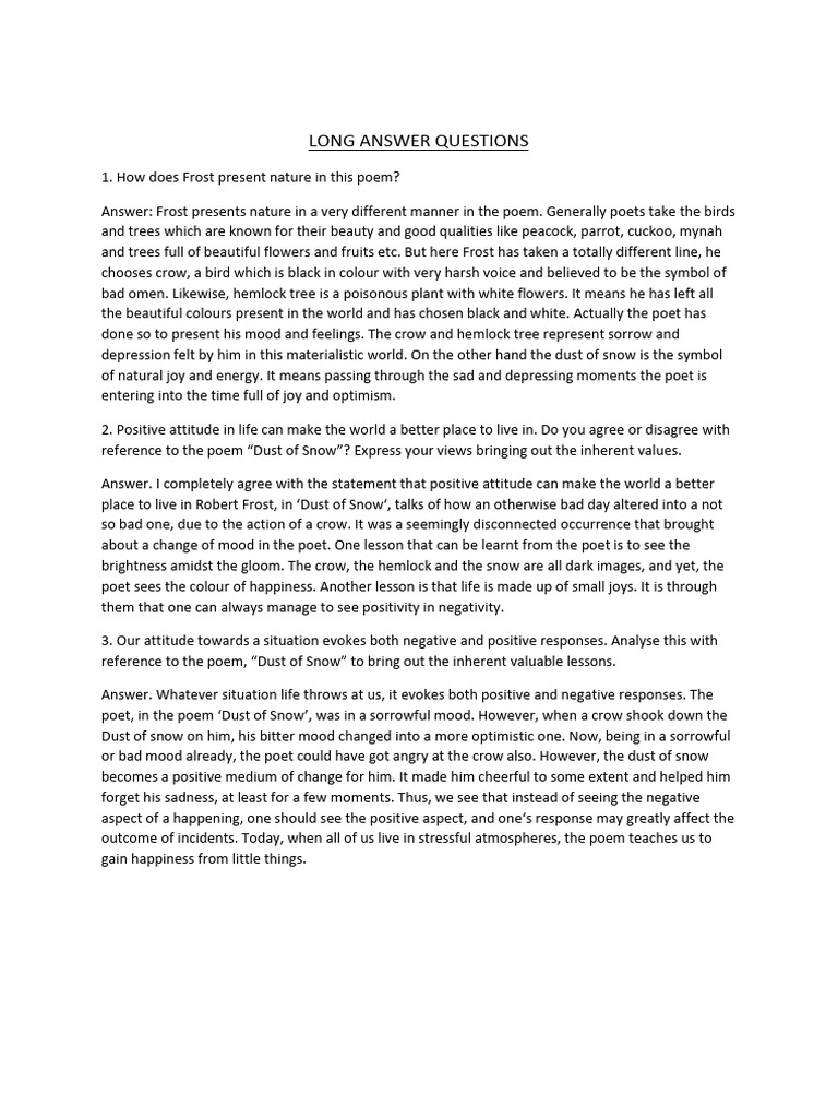 LONG ANSWER QUESTIONS | PDF | Mood (Psychology) | Mental Health