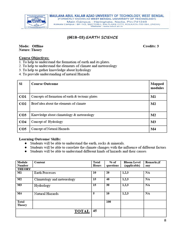 Earth Science Course Overview and Modules | PDF | Earth Sciences ...