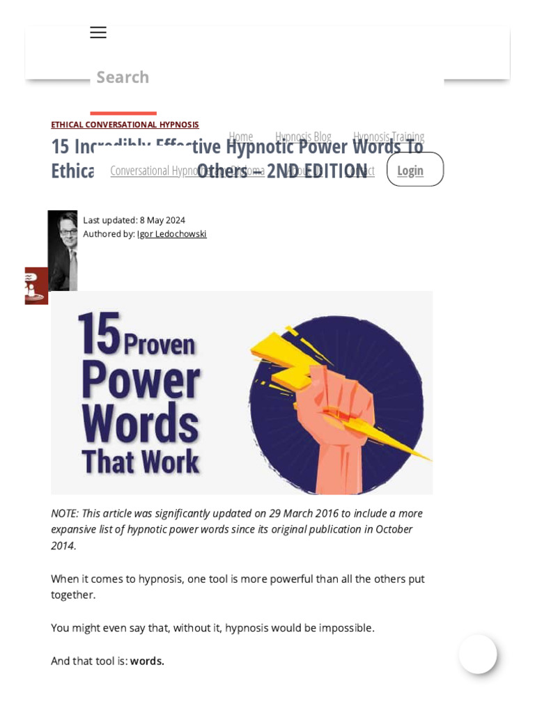 15 Highly Effective Hypnotic Power Words To Influence Others | PDF ...