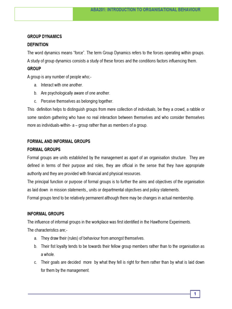 topic 2 Group Dynamics | PDF | Leadership | Group Cohesiveness