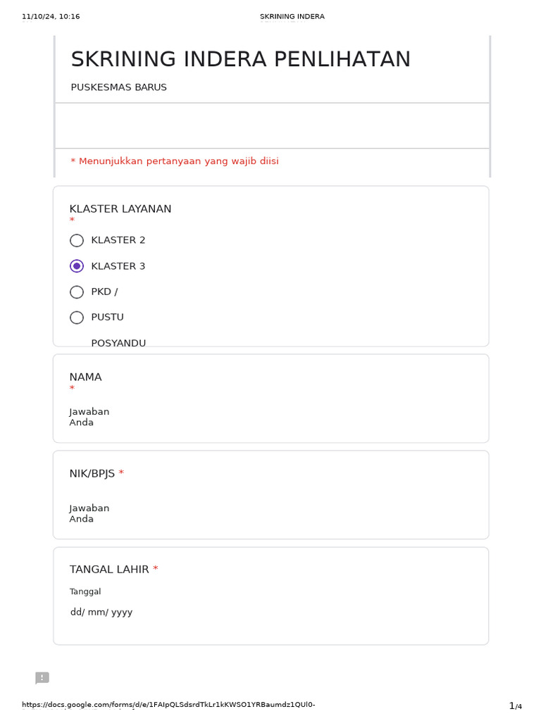 Skrining Indera Penlihatan Kak Rini | PDF