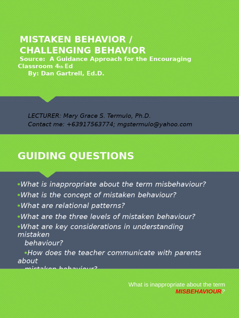 Understanding Mistaken Behavior in Classrooms | PDF | Behavior | Aggression