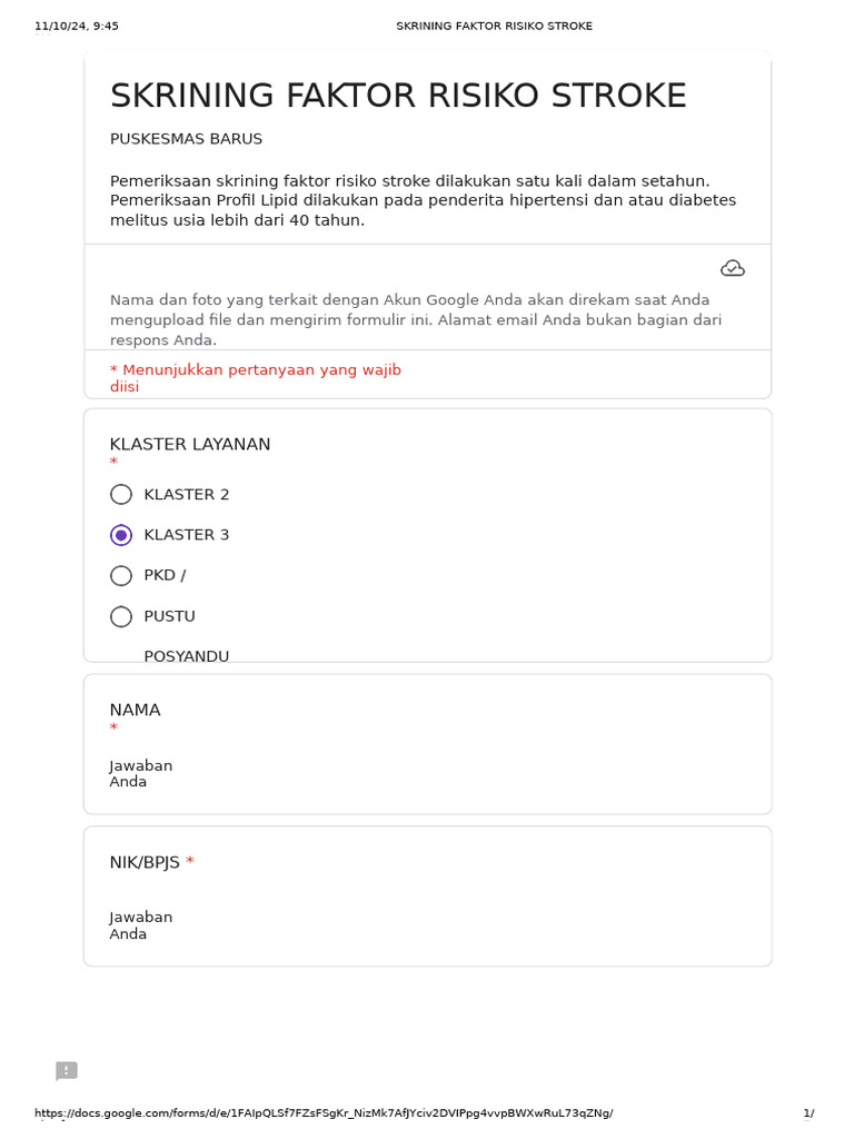 SKRINING FAKTOR RISIKO STROKE Kak Rini | PDF