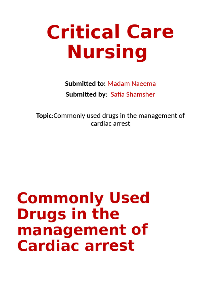Common Drugs for Cardiac Arrest Management | PDF