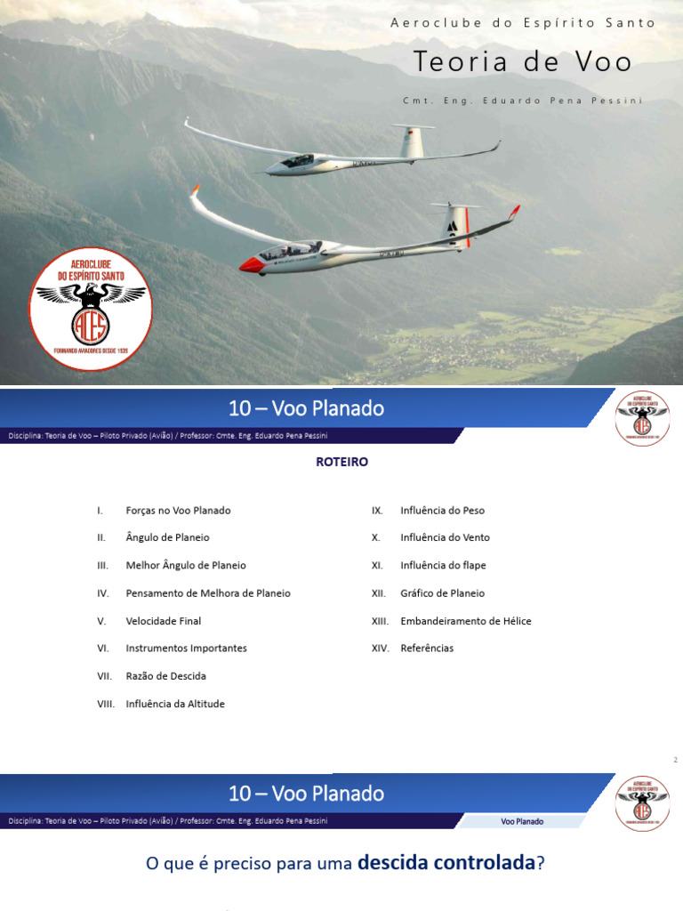 Cap¡tulo 10 - Voo Planado - Teoria de Voo AviÆo - Piloto Privado | PDF | Voo | Avião