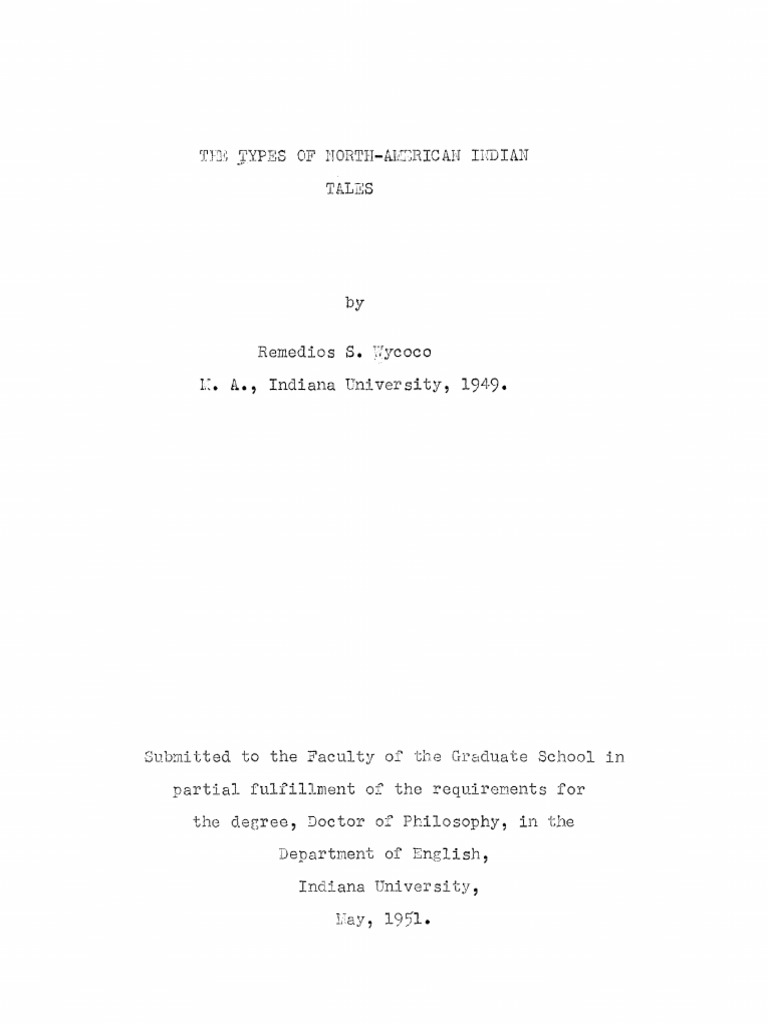 Wycoco R.S., The Types of North American Indian Tales | PDF | Creation ...
