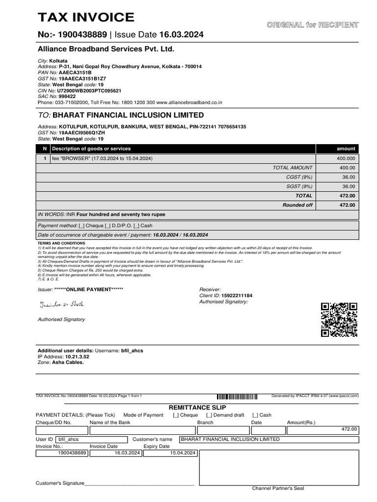 Bharat Financial Inclusion Limited | PDF | Cheque | Payments