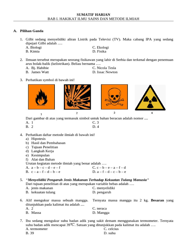 Sumatif Bab 1 - Hakikat Sains Dan Metode Ilmiah | PDF