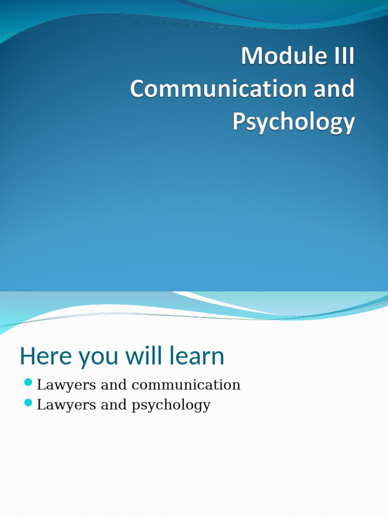 Module III - Communication Psychology | PDF