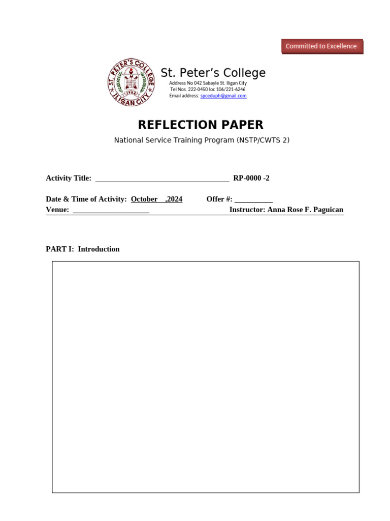 Reflection Paper Format 23 Paguican | PDF | Career & Growth | Business