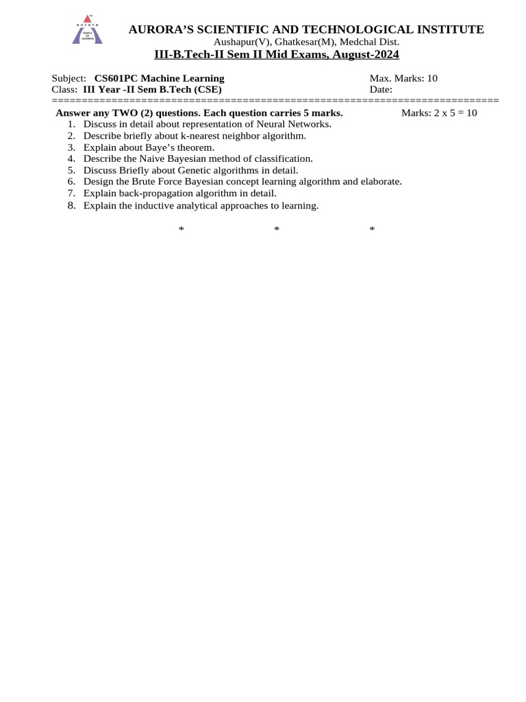 Iii Ii Cse Ml Mid 2 Des Pdf Computers 