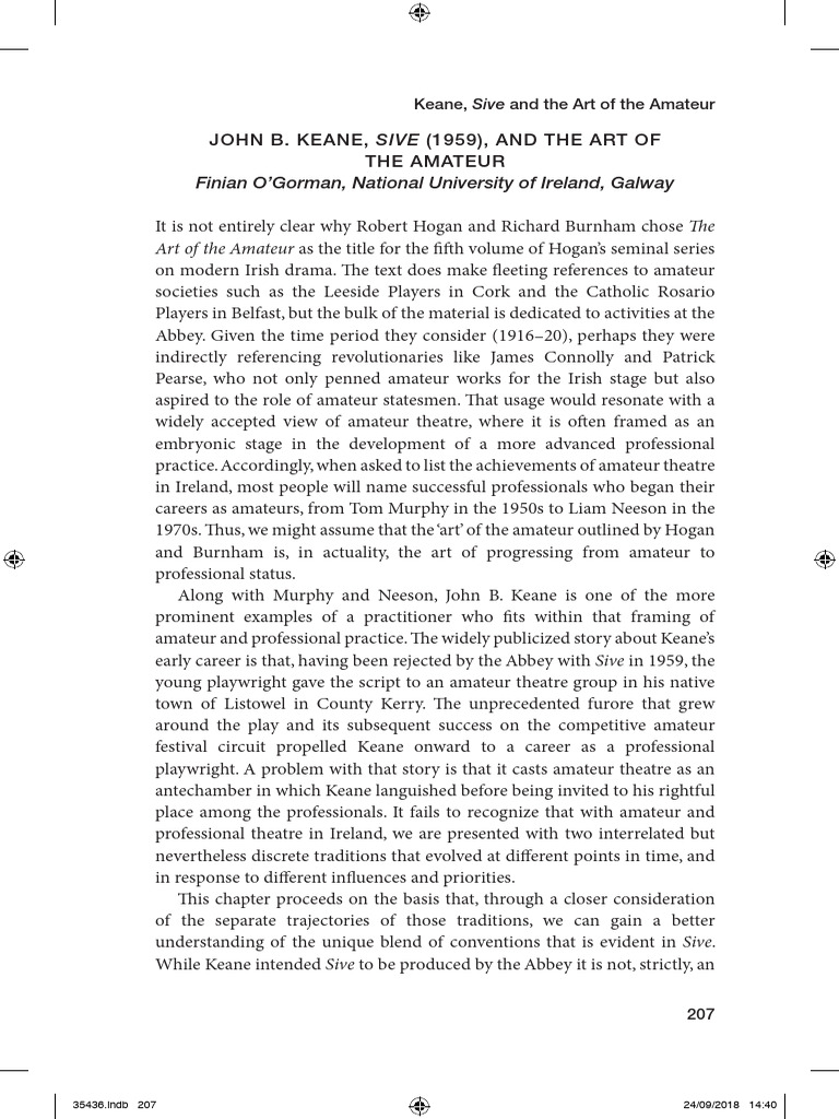 John B Keane Sive 1959 and The Art of TH | PDF | Theatre