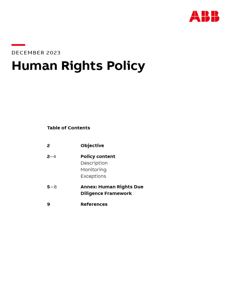 Human Rights Policy - Dec2023 | PDF | Due Diligence | Supply Chain