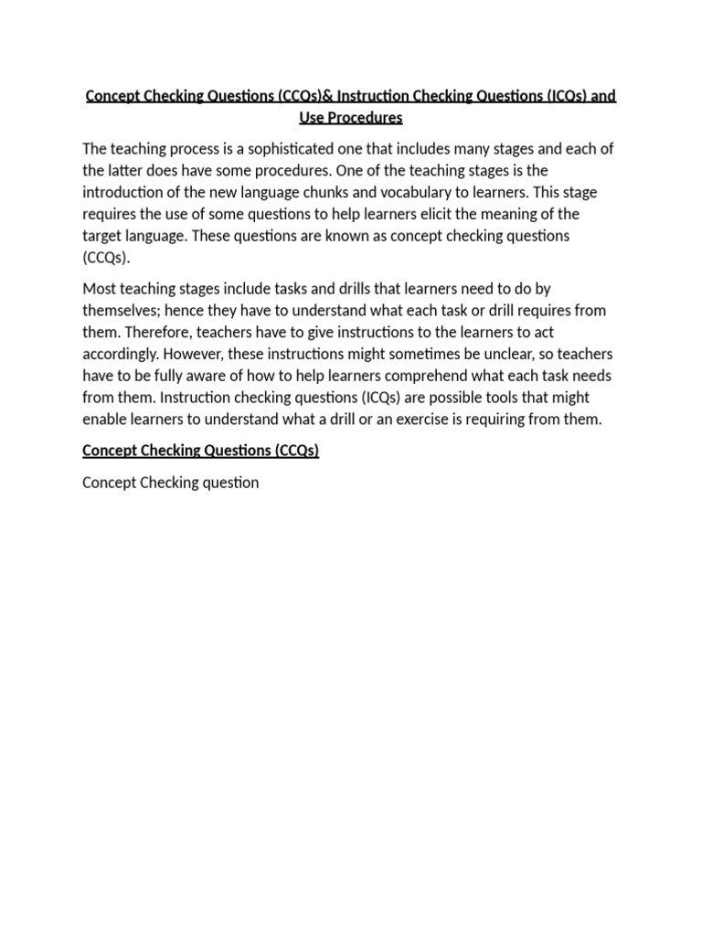 CCQs and ICQs and Use Procedures | PDF