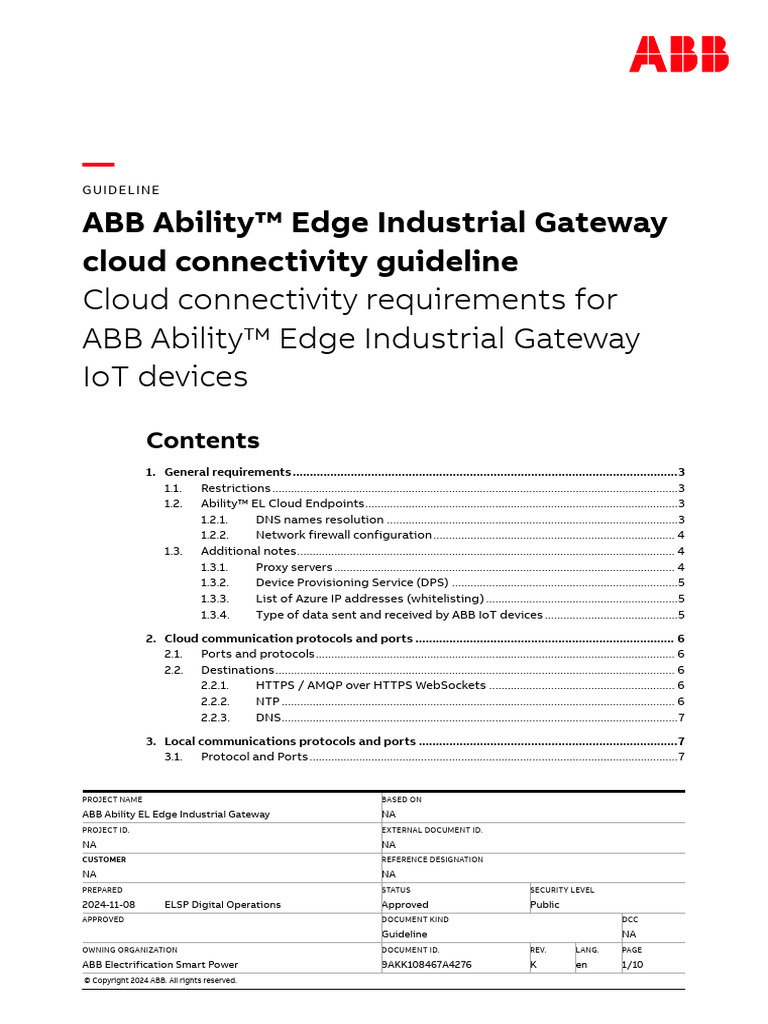 ABB Ability EL Industrial Gateway Cloud Connectivity Guidelines | PDF ...