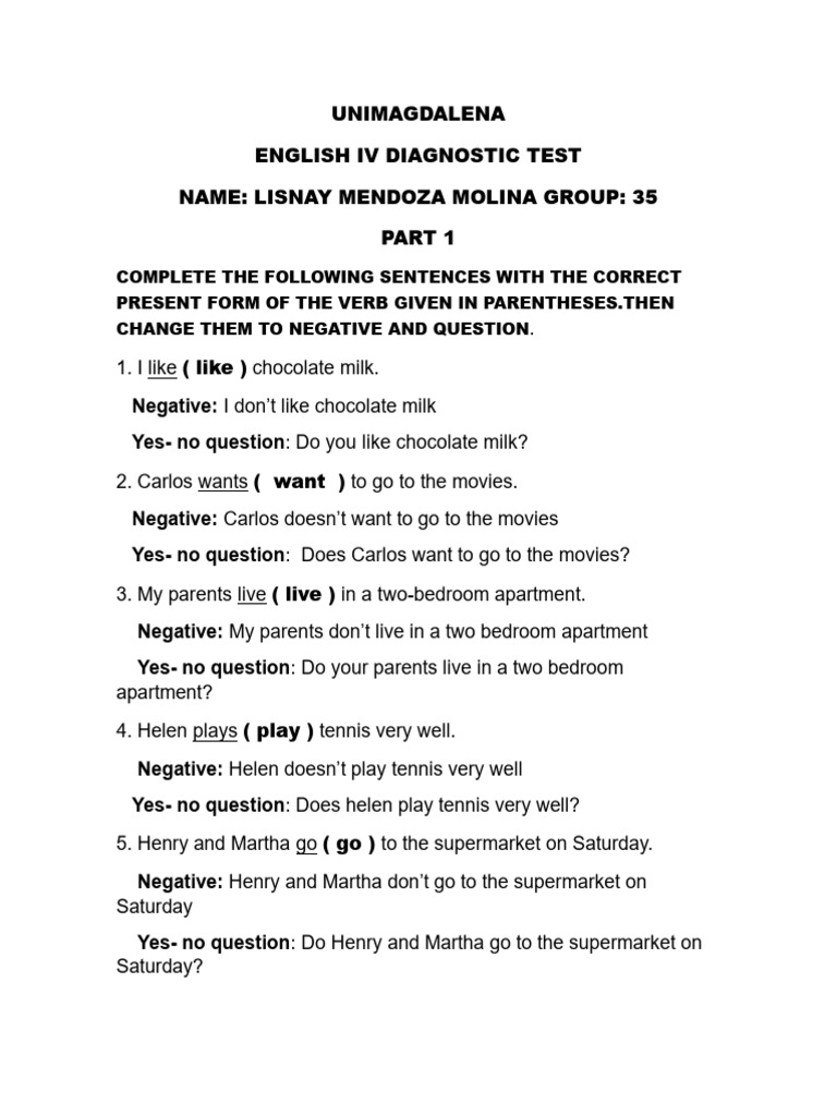 English IV Diagnostic Test for Students | PDF | Car
