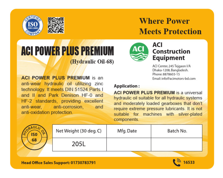 Aci Power Plus Premium (205L) | PDF