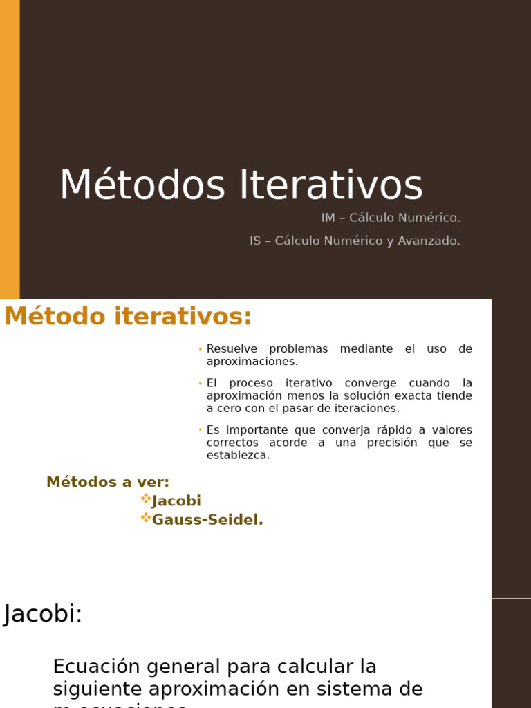 Presentacion - Metodos Iterativos | PDF | Algoritmos | Ecuaciones