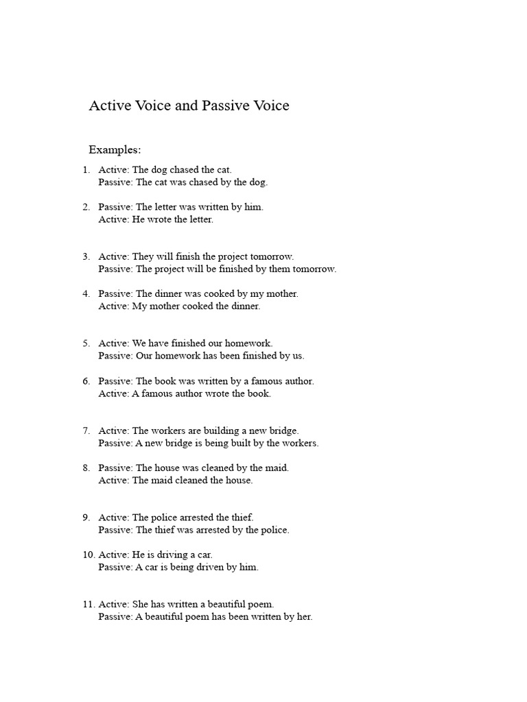 Active and Passive Voice Examples | PDF