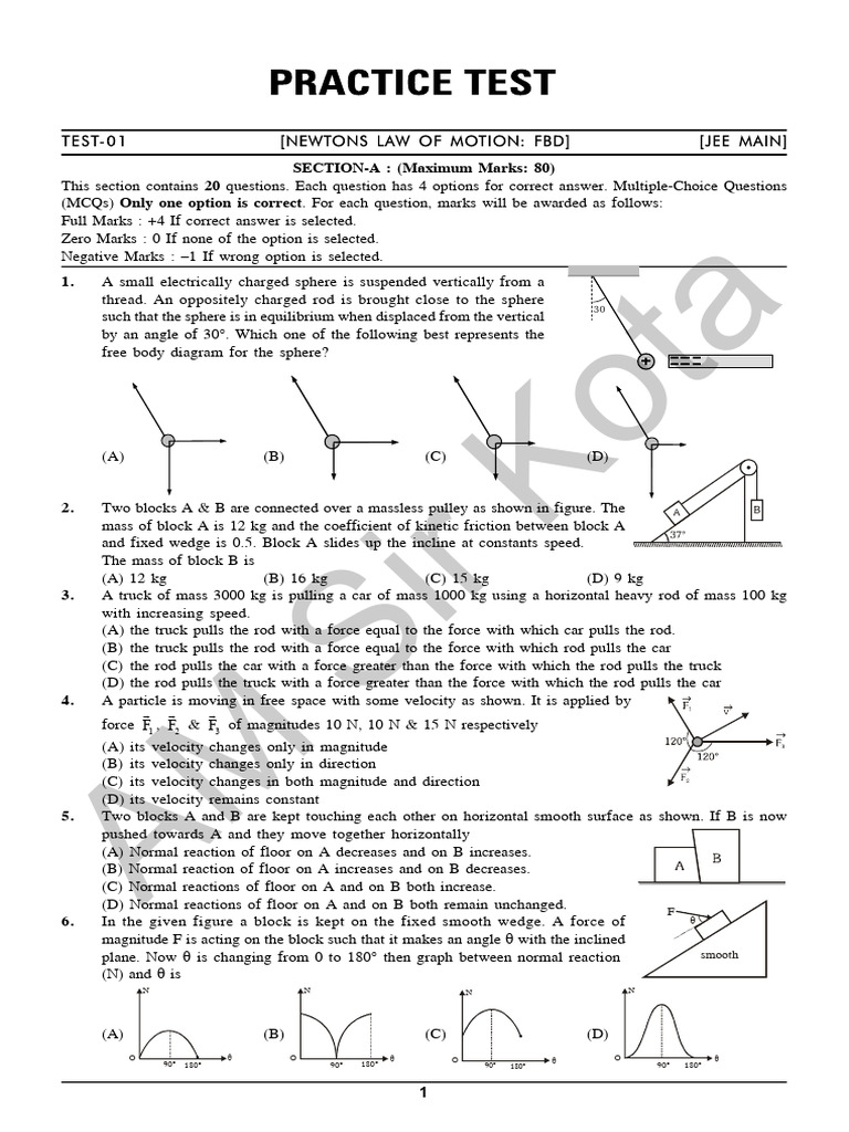 PT-01 Jee-Phy NL01 FBD SC | PDF | Force | Tension (Physics)