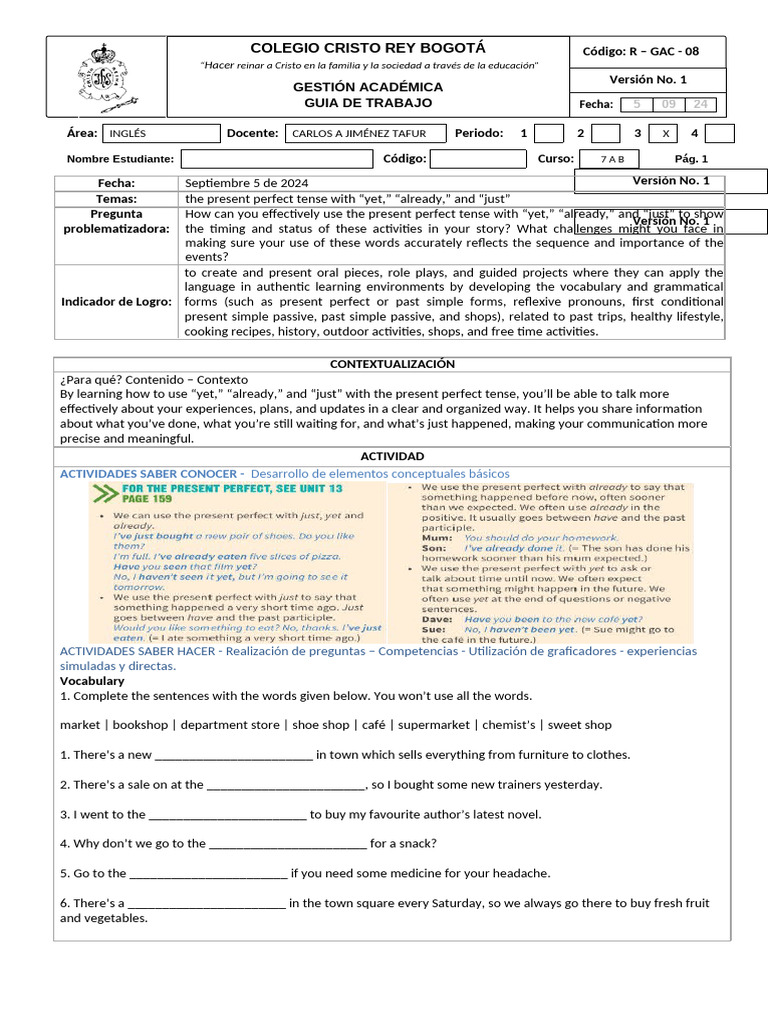 ACTIVIDAD DE NIVELACIÓN DÍAS 3 Y 4 POR SUSPENSIÓN DE CLASES-7a | PDF | Languages | Foreign ...