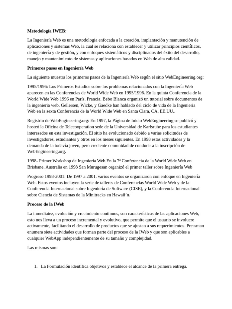 Metodología IWEB para Desarrollo Web | PDF | Software | Diseño