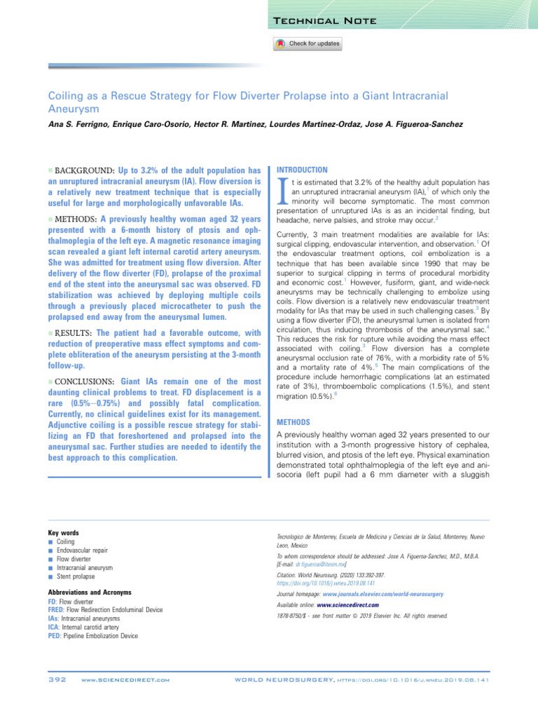 Coiling As A Rescue Strategy For Flow Diverter Prolapse Into A Giant ...