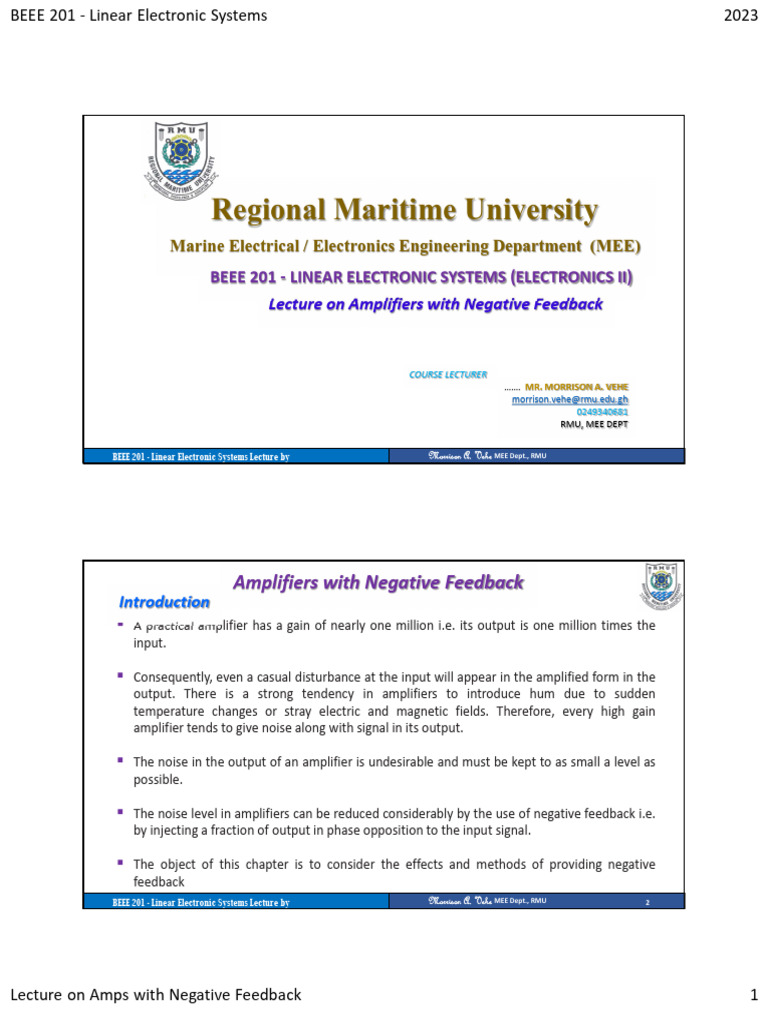 Electronics II - Amps With Neg Feedback DA & Op-Amps (Updated) | PDF | Operational Amplifier ...