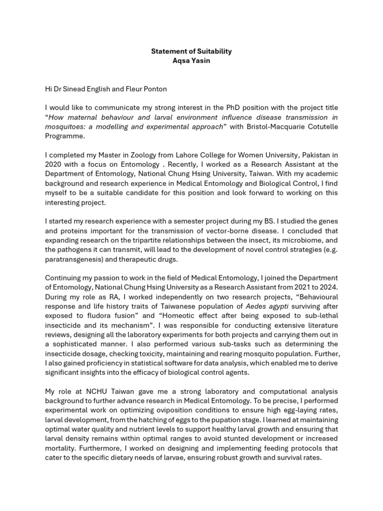 Statement of Suitability | PDF | Self-Improvement | Science & Mathematics