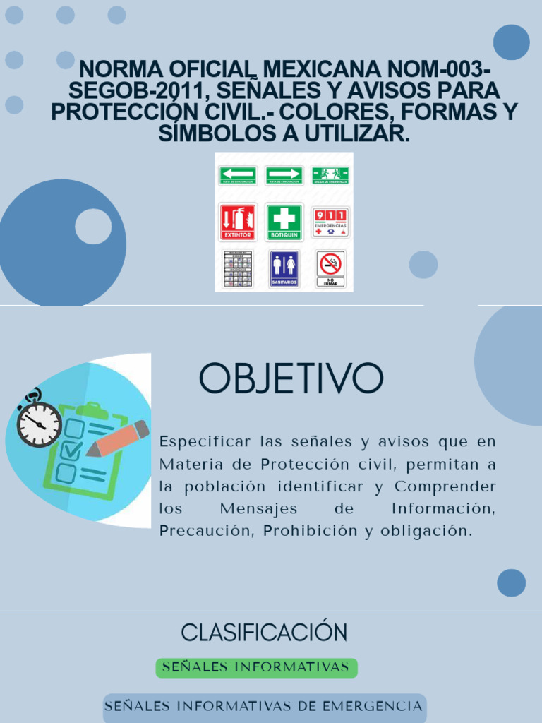 NORMA Oficial Mexicana NOM-003-SEGOB-2011, Señales y Avisos para Protección Civil. - Colores ...