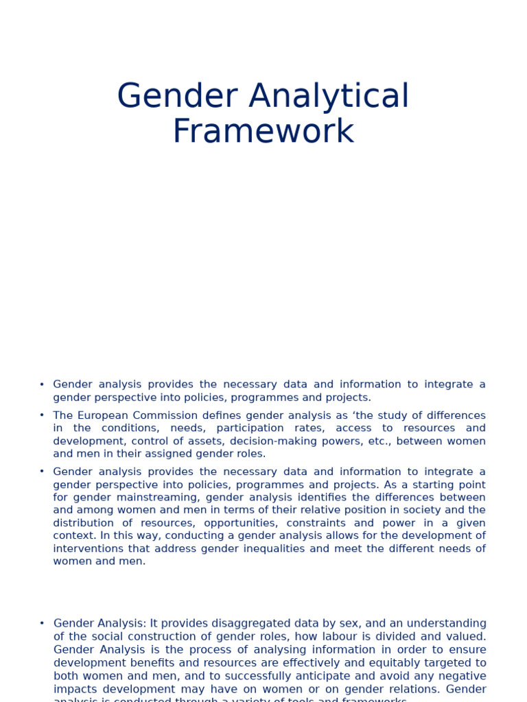 Gender Analysis Framework Overview | PDF | Gender | Gender Studies