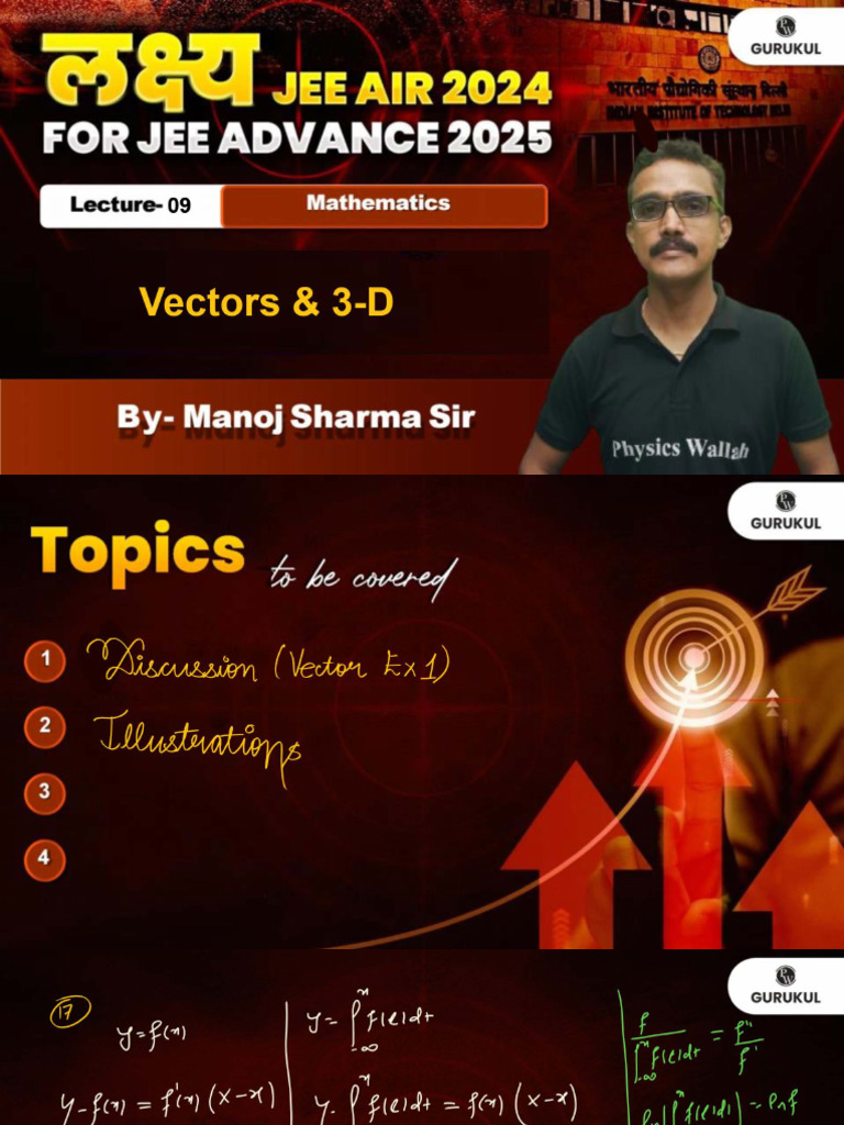 Vectors & 3-D 09 - Class Notes - Lakshya JEE AIR Recorded 2025 | PDF