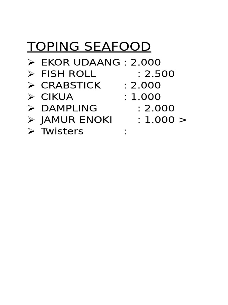 Menu Seblak | PDF