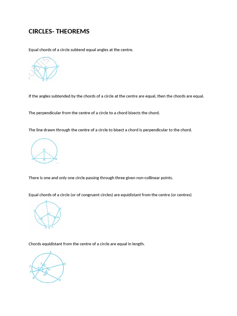 CIRCLES Theorems Class 9 | PDF | Teaching Methods & Materials | Art