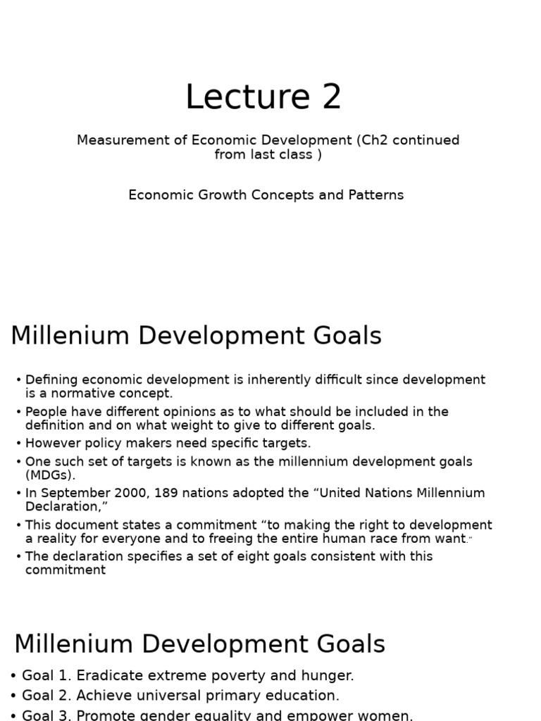 Lecture 2 Fall2024 | PDF | Millennium Development Goals | Economic Growth