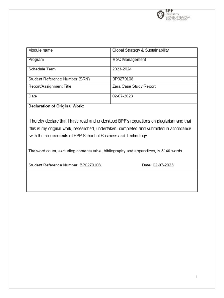 Sample 2 - GSS Global Strategy and Sustainability Summative Assessment | PDF | Supply Chain ...