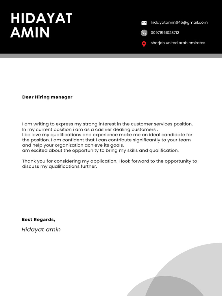 Cover Letr CSTMR Srvcs | PDF