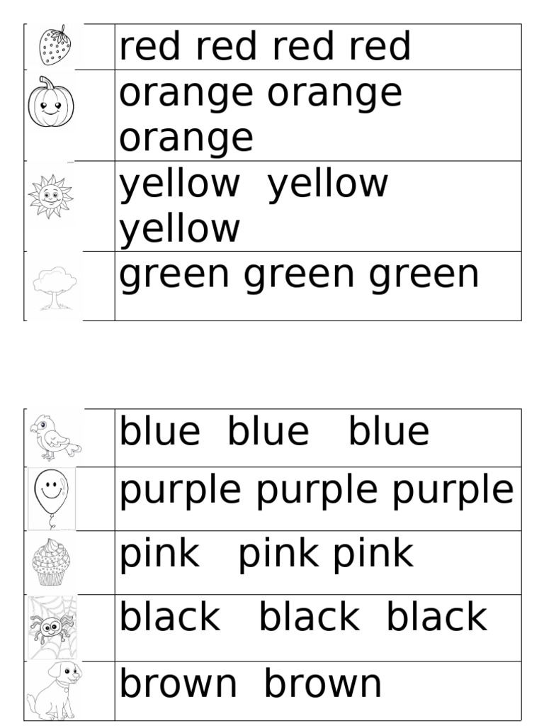 S1 - Colours Write | PDF