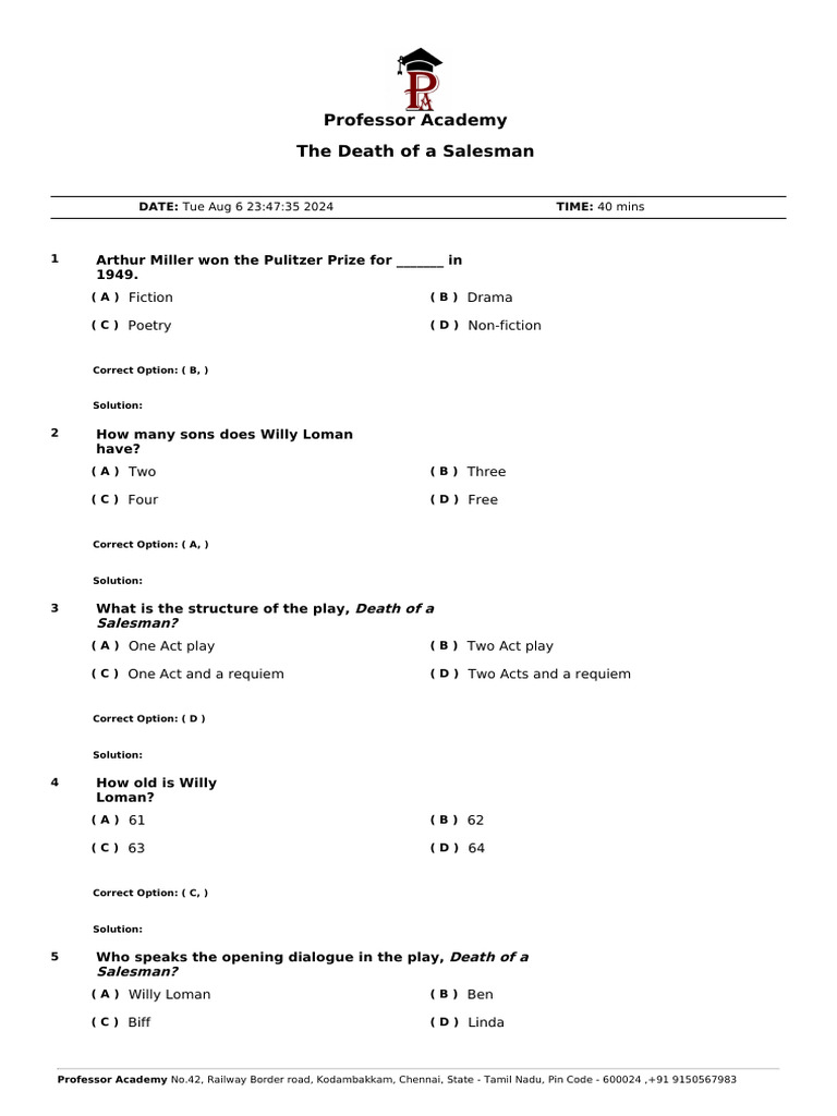 The Death of A Salesman | PDF | Plays