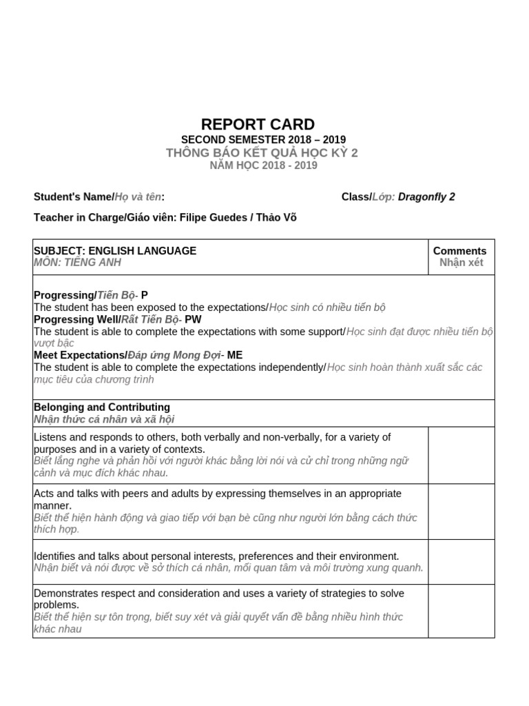 DF2 - Report Card - AY - 1819 - S2 - Final (AutoRecovered) | PDF