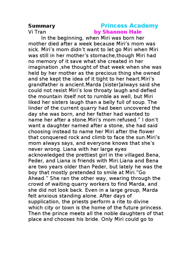 Summary Princess Academy | PDF