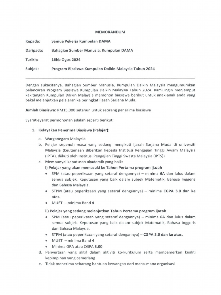 Scholarship Memo - 2024 (BM) | PDF