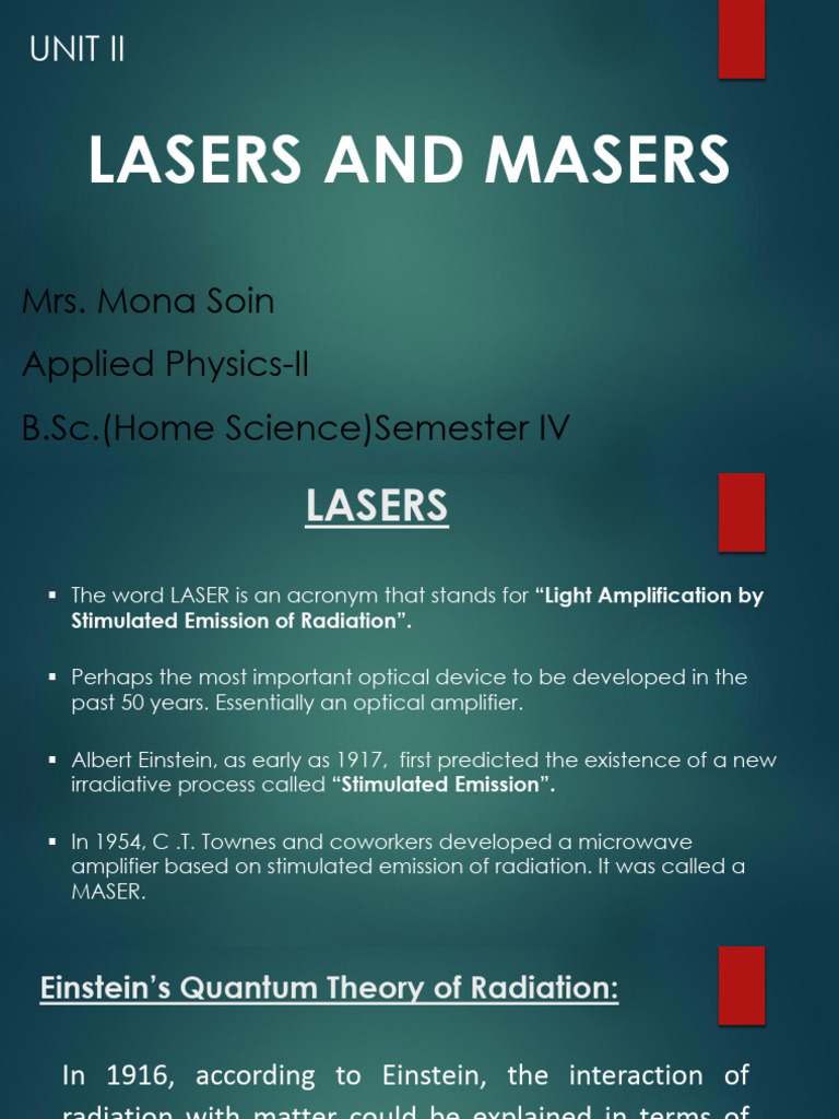 Understanding Lasers and Their Applications | PDF | Laser | Light