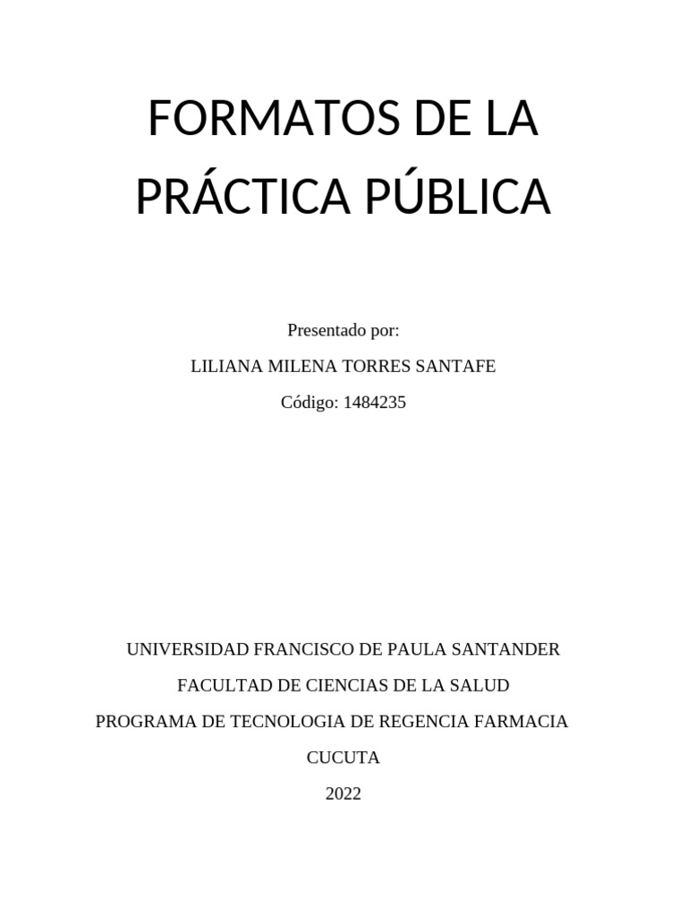 Portadas de Los Formatos de La Prácticas (Lili) | PDF