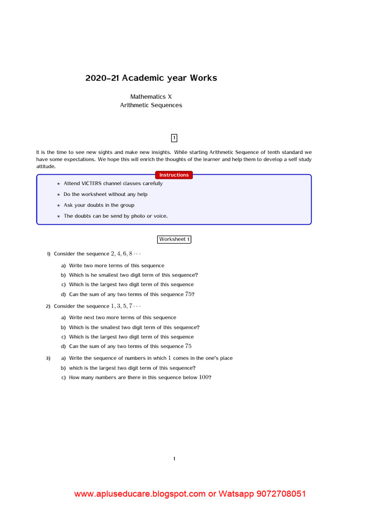 A+ Blog SSLC First Bell Mathematics Chapter 1 Worksheets em Qns | PDF | Natural Number | Sequence