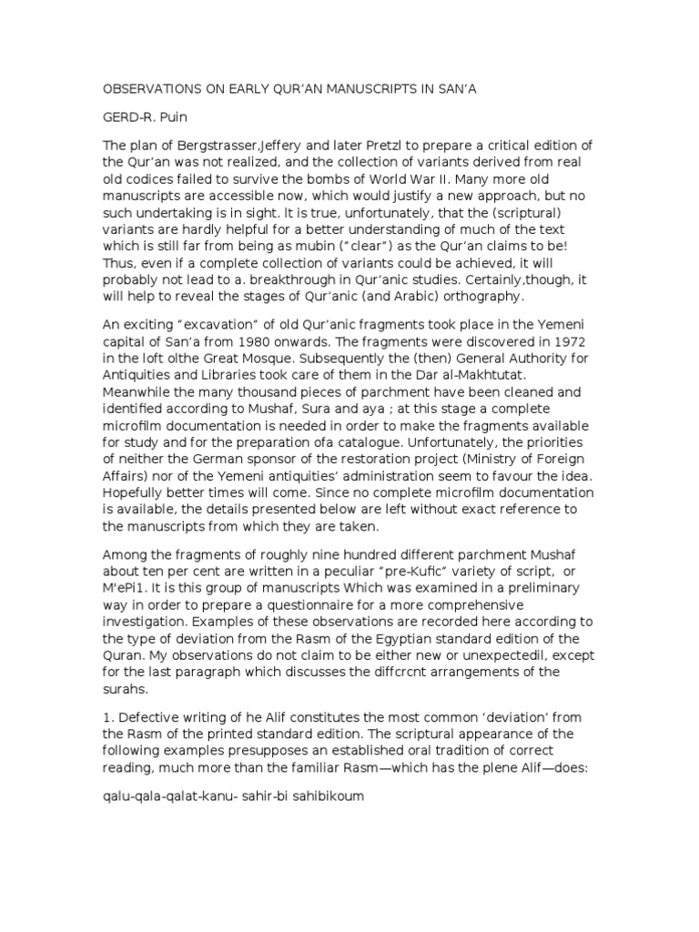 Puin Gerd Quran | PDF | Quran | Islam