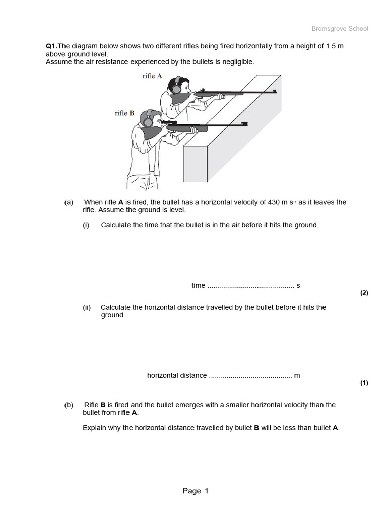 Projectile Motion Quiz 2 | PDF | Bullet | Flight