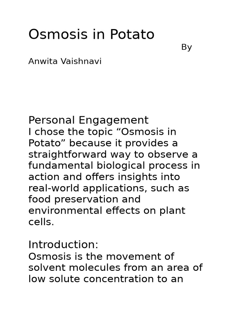 Biology - Osmosis in Potatoes | PDF