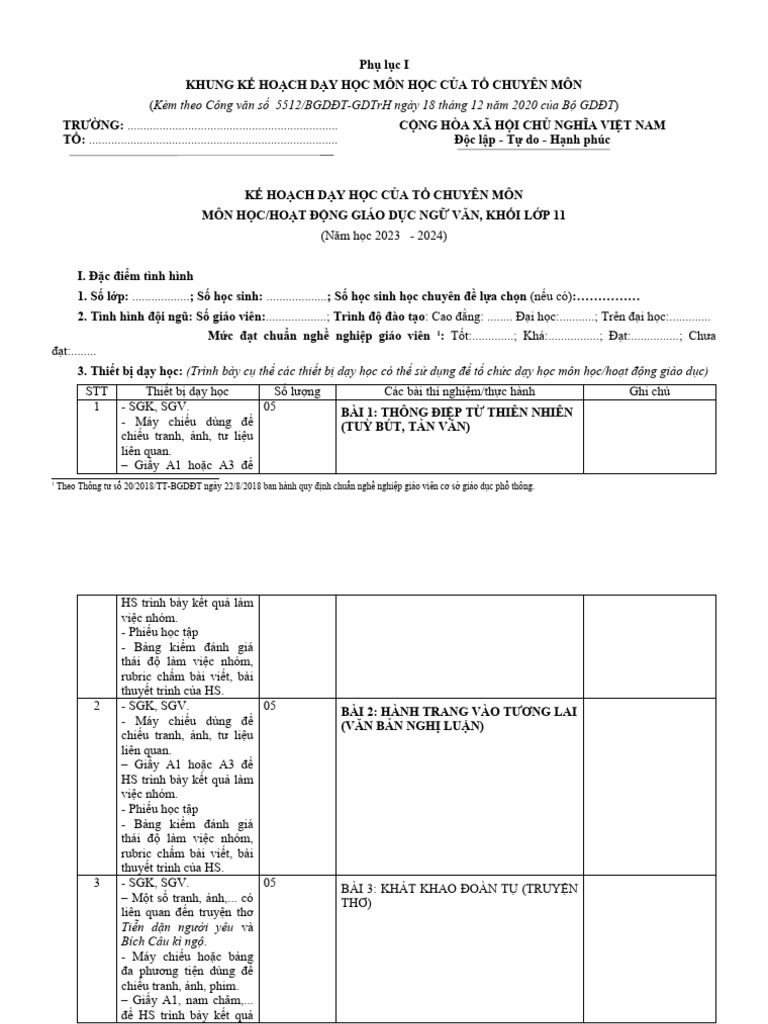 (123doc) Phu Luc 1 3 Ngu Van 11 Chan Troi Sang Tao | PDF