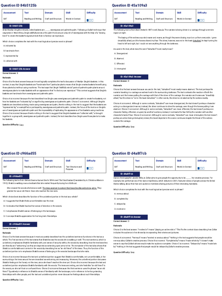 SAT Suite Question Bank - Results Craft and Structure and Expression of ...